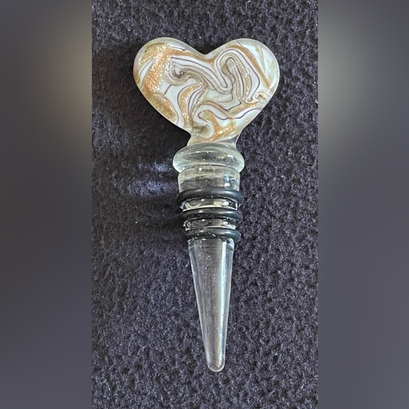 Kitchen | New Glass Wine Stopper B With Gold White Black Swirls And ...